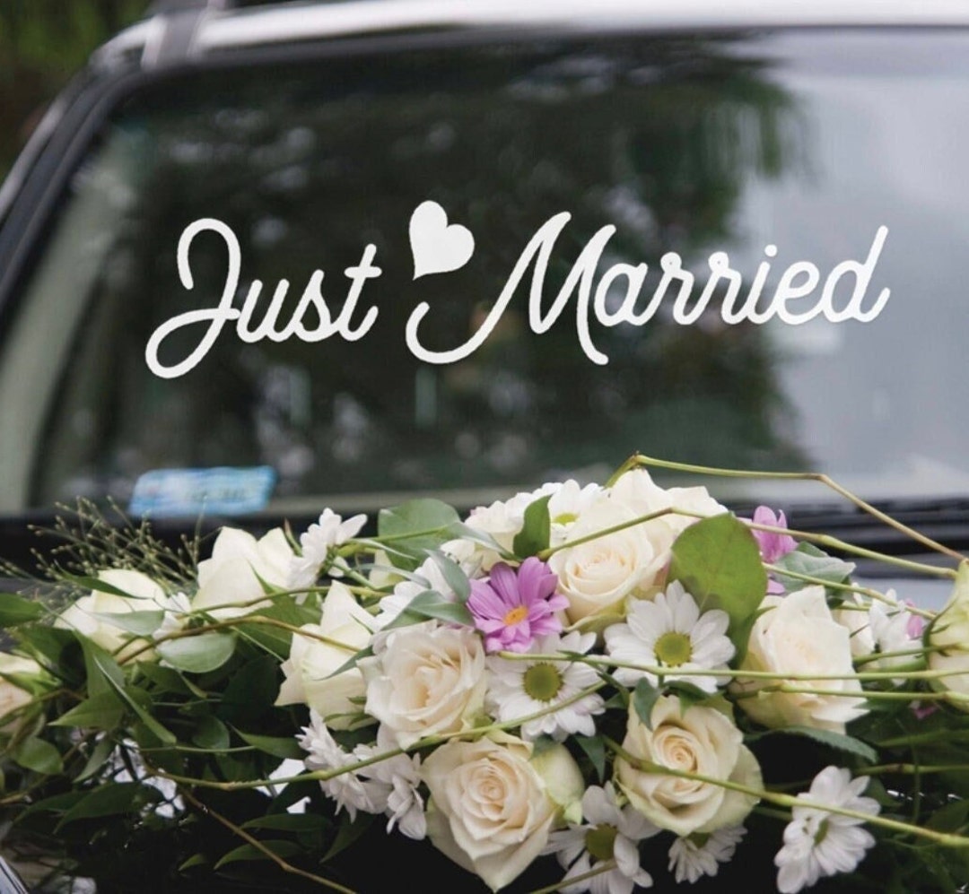 Just Married Car Decal, Wedding Car Decal, Wedding Decorations, Wedding ...
