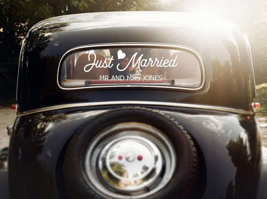 Just Married Wedding Car Decal, Custom Wedding Decorations, Wedding Car ...