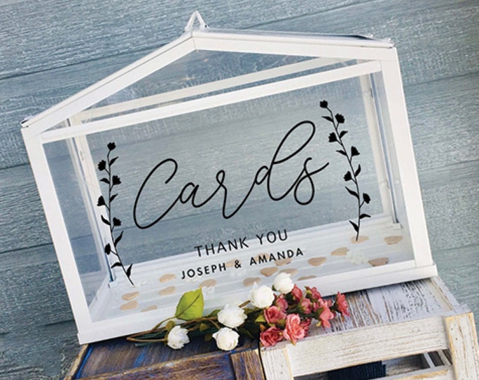 Custom Card Box Vinyl Decal Sticker for Wedding Cards Sign, Rose Gold ...