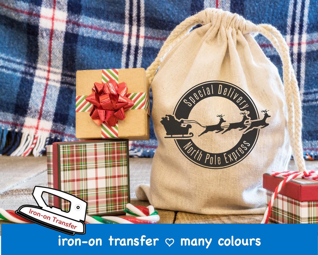 Santa Sack Custom Iron-on Transfer Decals, Christmas Sack Stamp Patch ...