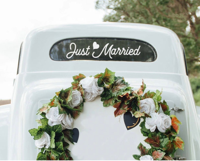 Just Married Car Decal, Wedding Car Decal, Wedding Decorations, Wedding ...