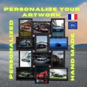 Custom Collage Car Art - 12 Car Images, 58cm X 45cm Frame, Personalized ...