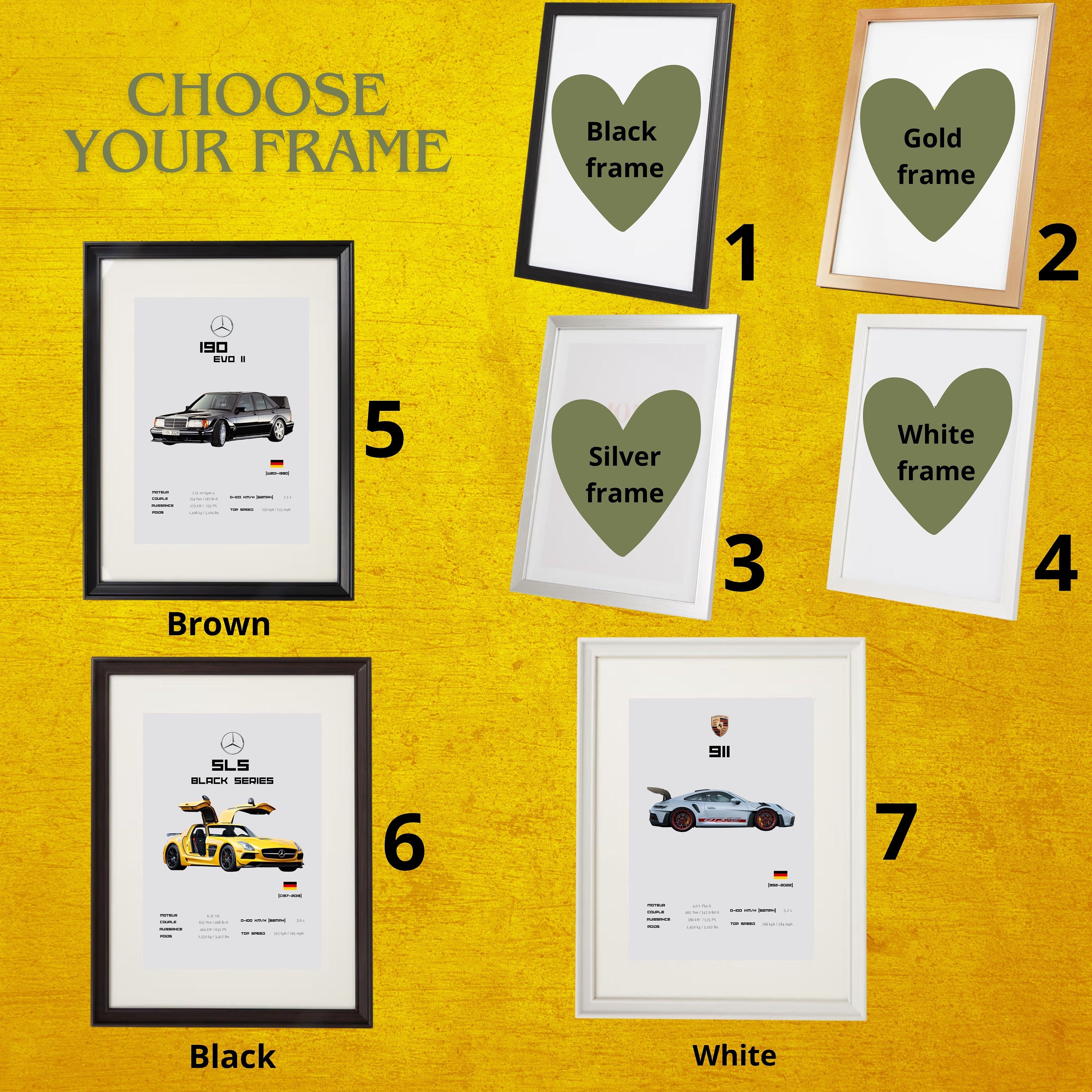 Customizable A4 21 X 30 Cm Car Collage Frame Poster Iconic Cars ...