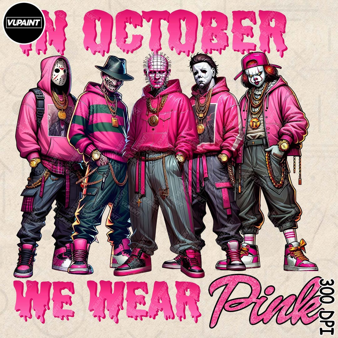 Pink Horror Movie Png, in October We Wear Pink Png, Horror Movie Png ...
