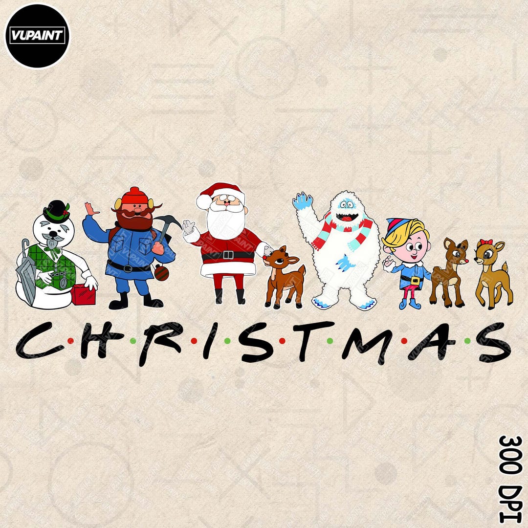 Retro Christmas Cartoon Friends Png, Cute Cartoon Characters Png, 90s ...