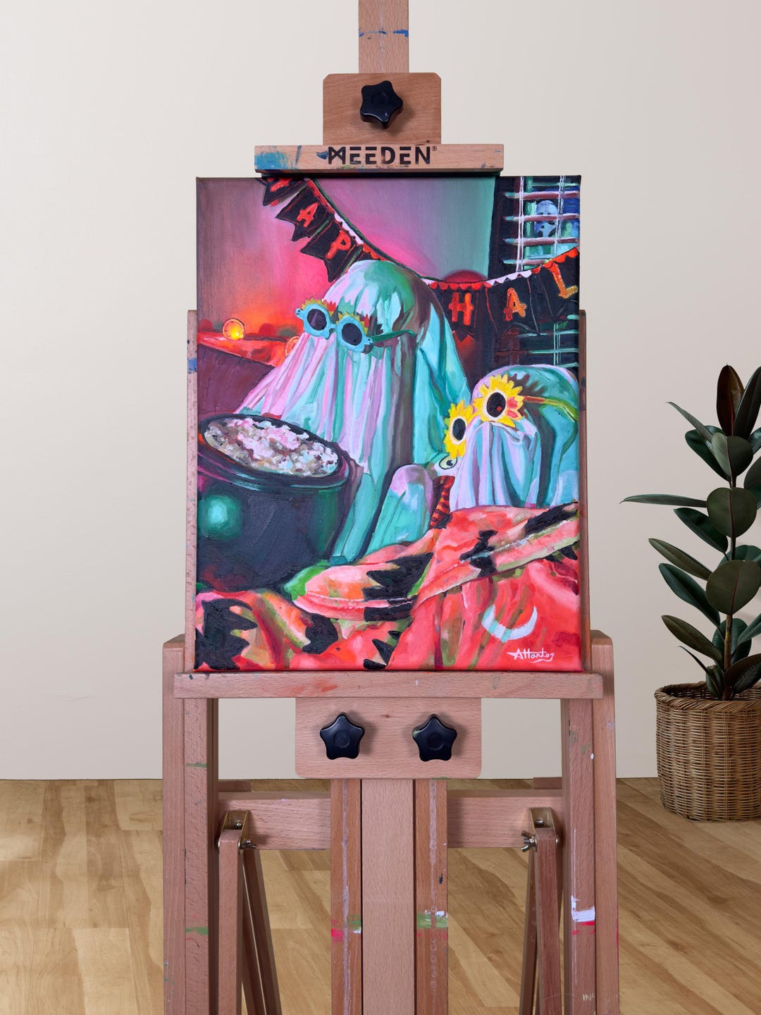 Ghost Couple Watching a Scary Movie by Alexis Hartog | Original Oil ...