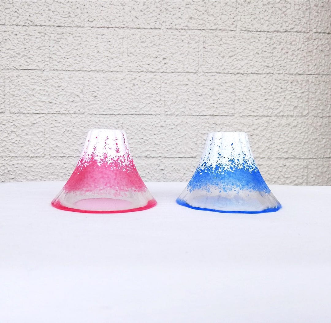 Mt. Fuji Cold Sake Glass Japanese Shot Glass Set of 2 Hand Painted ...