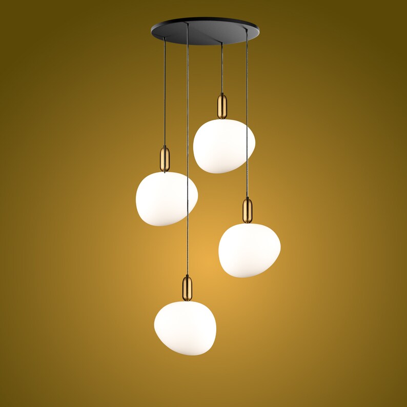 Large Asymmetrical Egg Shape Glass Pendant Light Modern Minimalist Gold ...