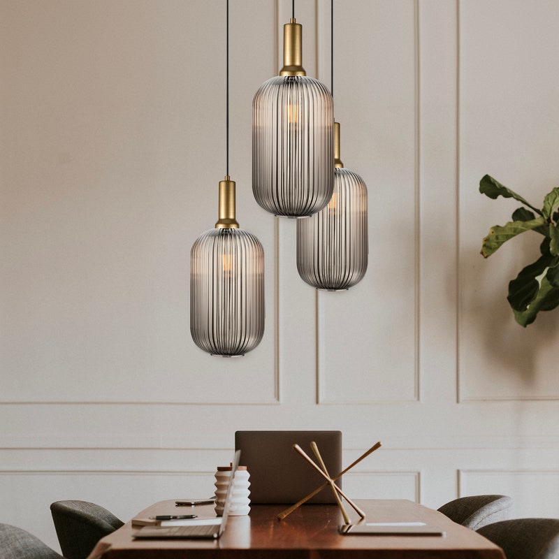 Smoke Glass Pendant Lamp - Etsy