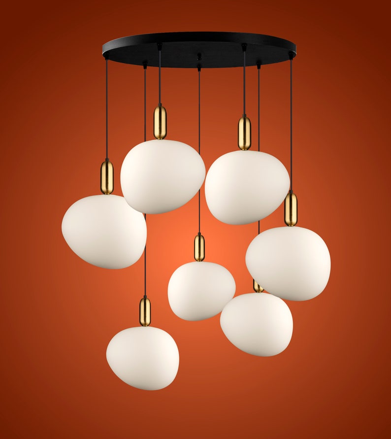Large Asymmetrical Egg Shape Glass Pendant Light Modern Minimalist Gold ...