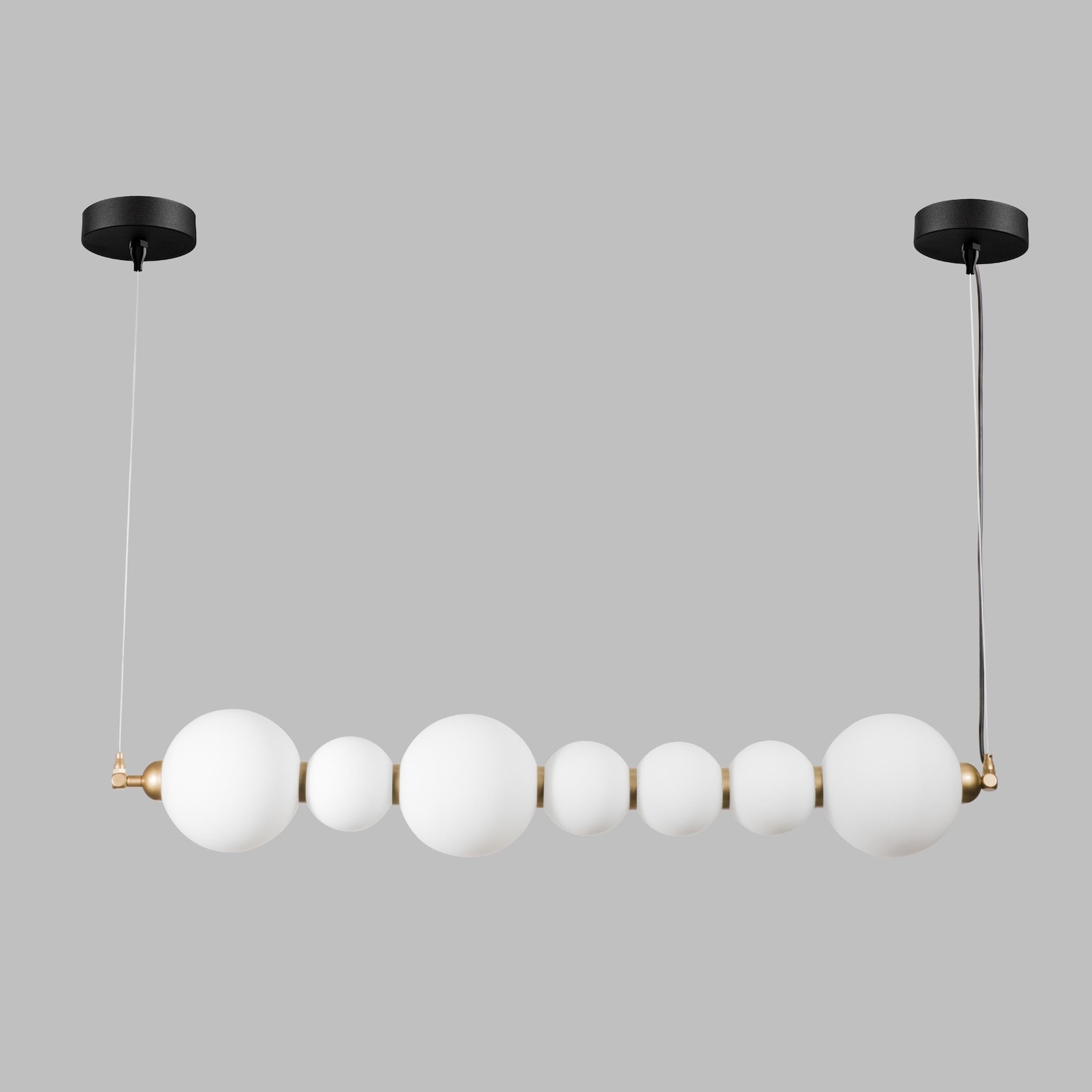 Modern Linear LED Pearl Drop Chandelier: Opal Glass Globe Pendant Light ...
