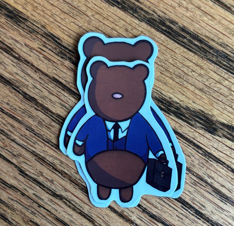 Lawyer Bear Bear in Business Suit & Brief Case Glossy Water Resistant ...