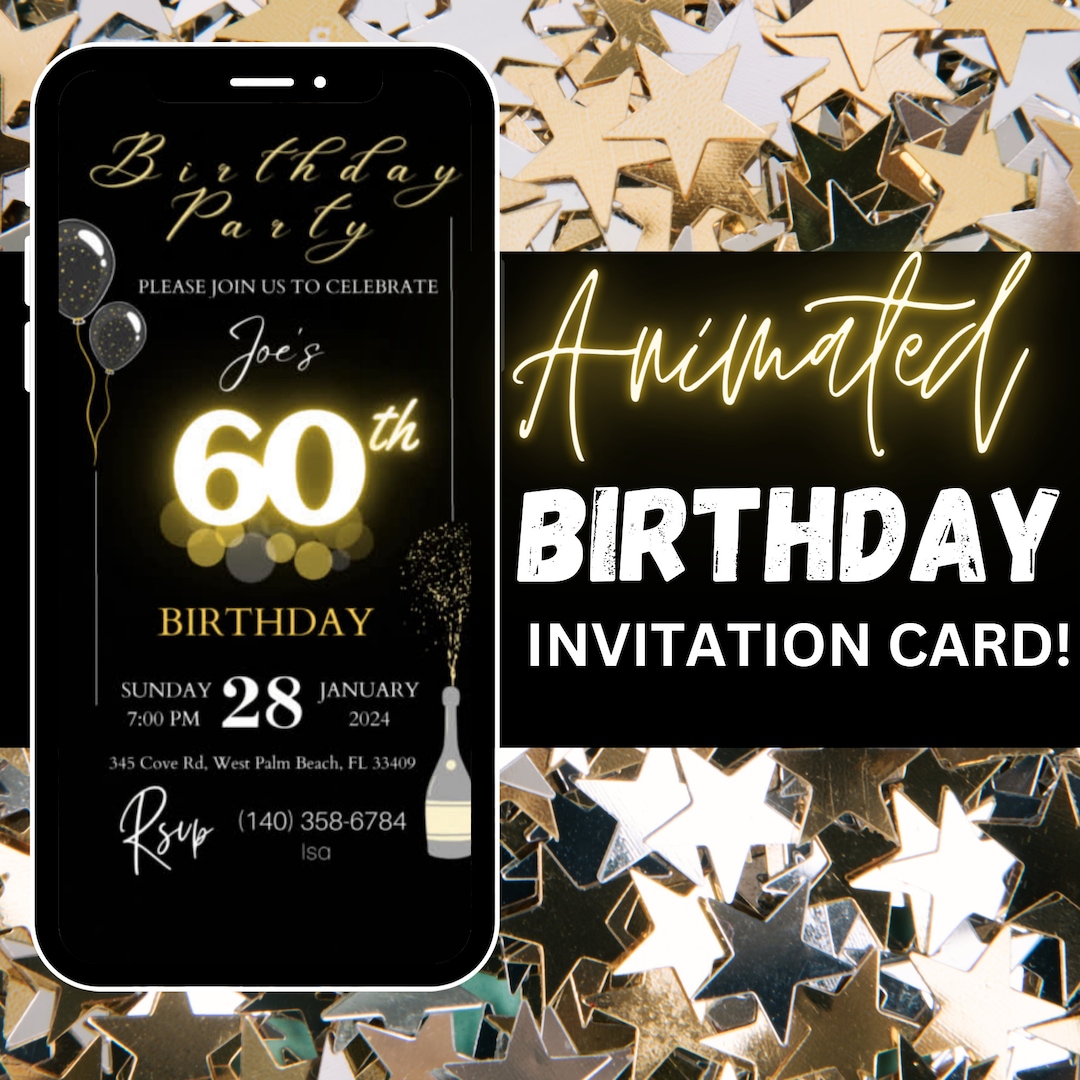 Animated Invitation Birthday Card Template - Etsy