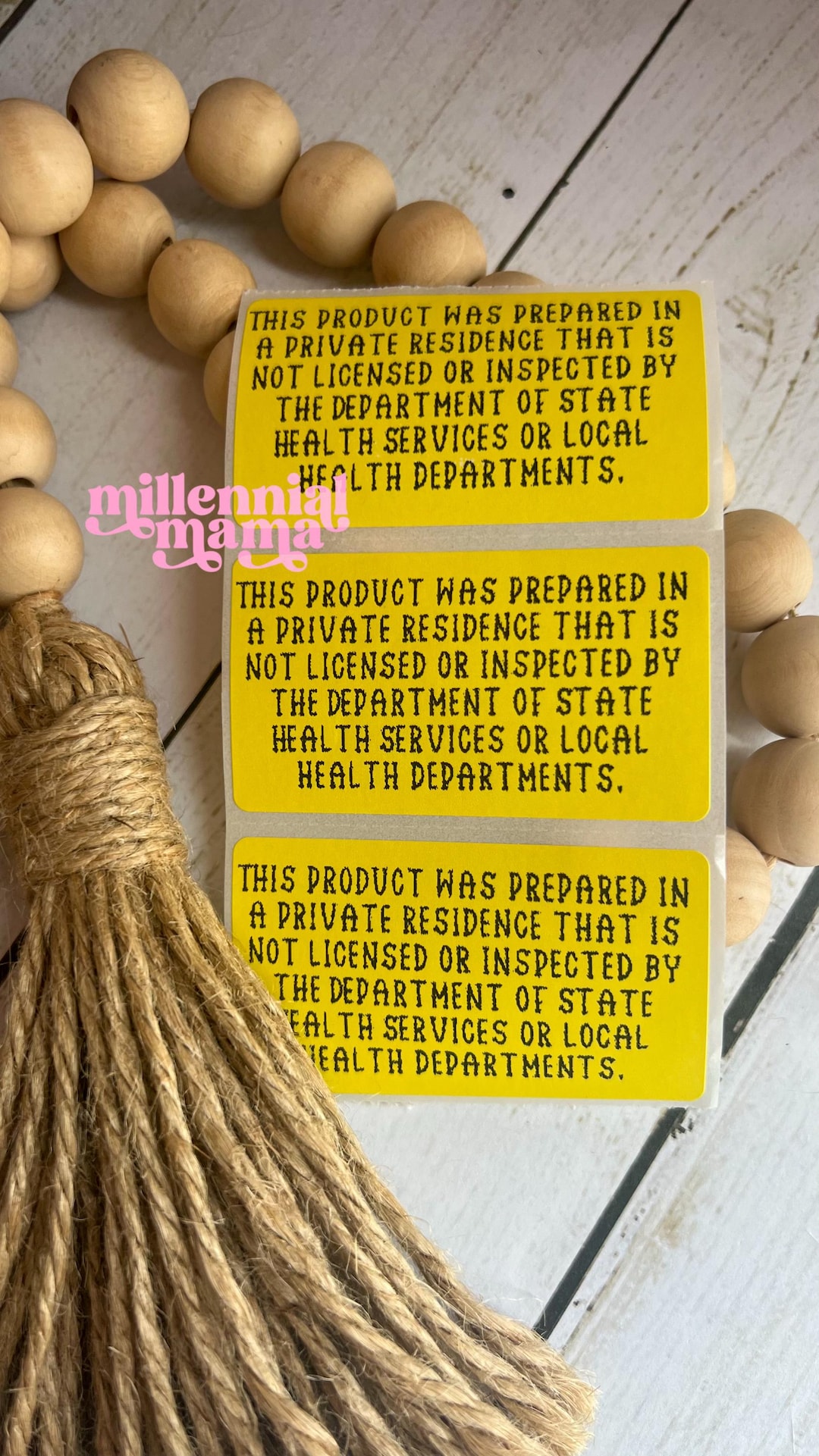 Cottage Law Food Sticker, Cottage Food Law Disclaimer, Home Bakery ...