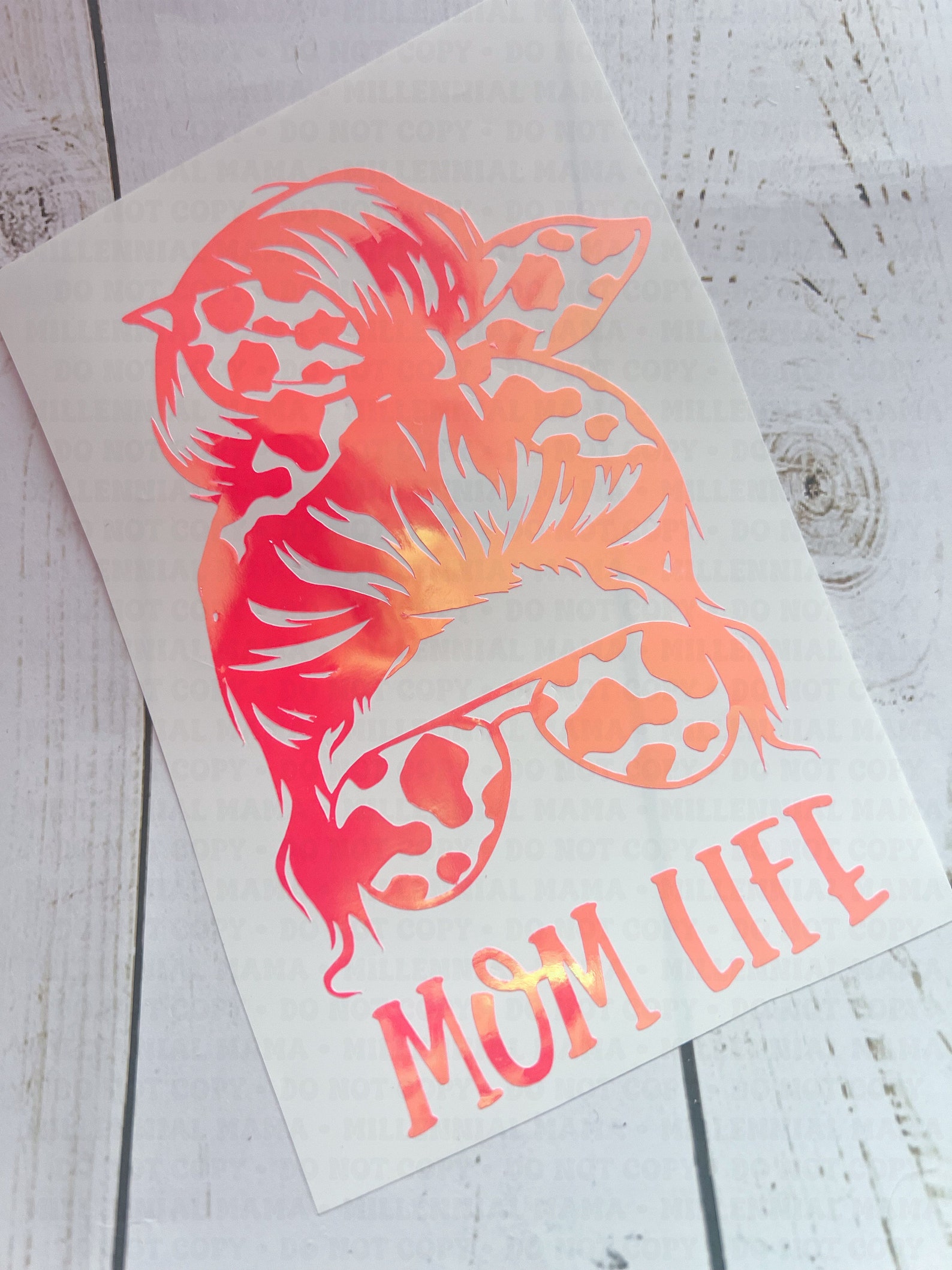 Messy Bun Mom Life Decal, Cow Print Messy Bun, Messy Bun Sticker, Mom ...