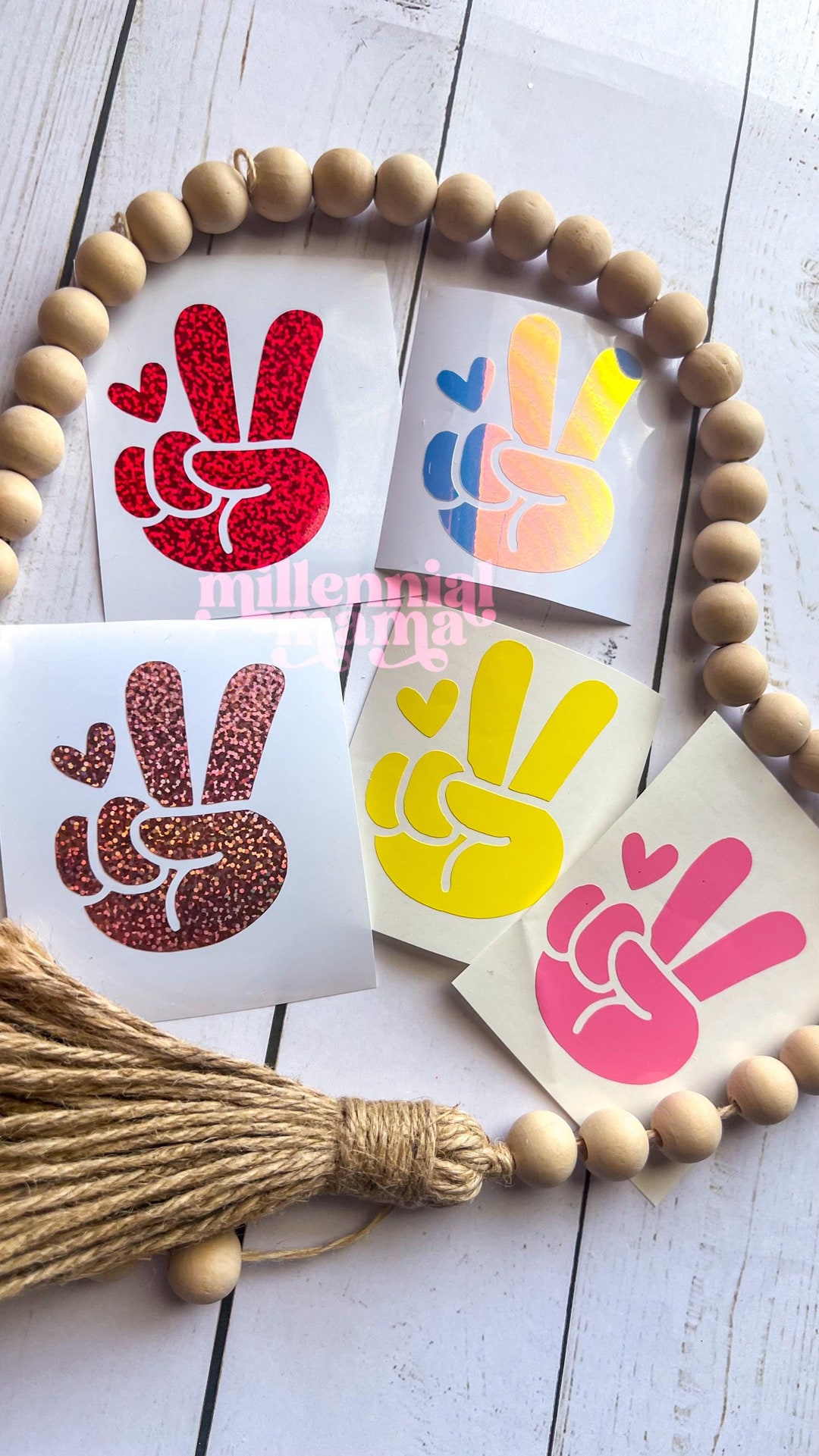 Hand Wave Decal, Peace Sign Decal, Holographic Wave Decal, Wave Decal ...