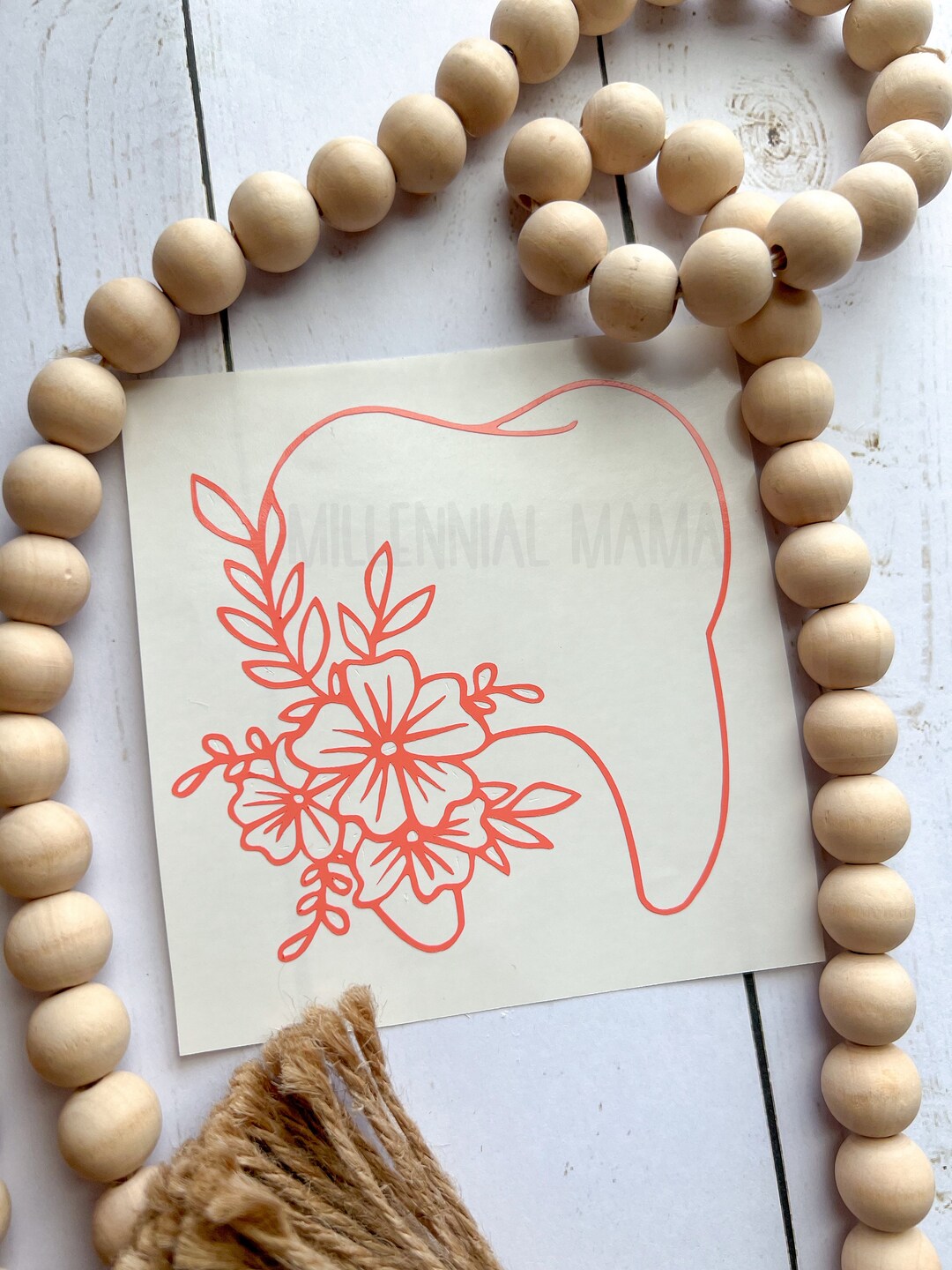 Floral Tooth Decal, Dental Decal, Dental Hygienist Decal, Dentist Decal ...