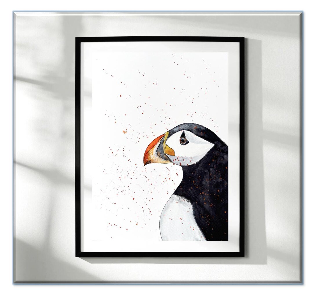 Puffin Watercolour Print With Pen and Ink Detail - Etsy