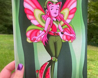 Strawberry Fairy Art Print Fruit Illustration Original Artwork Fantasy ...