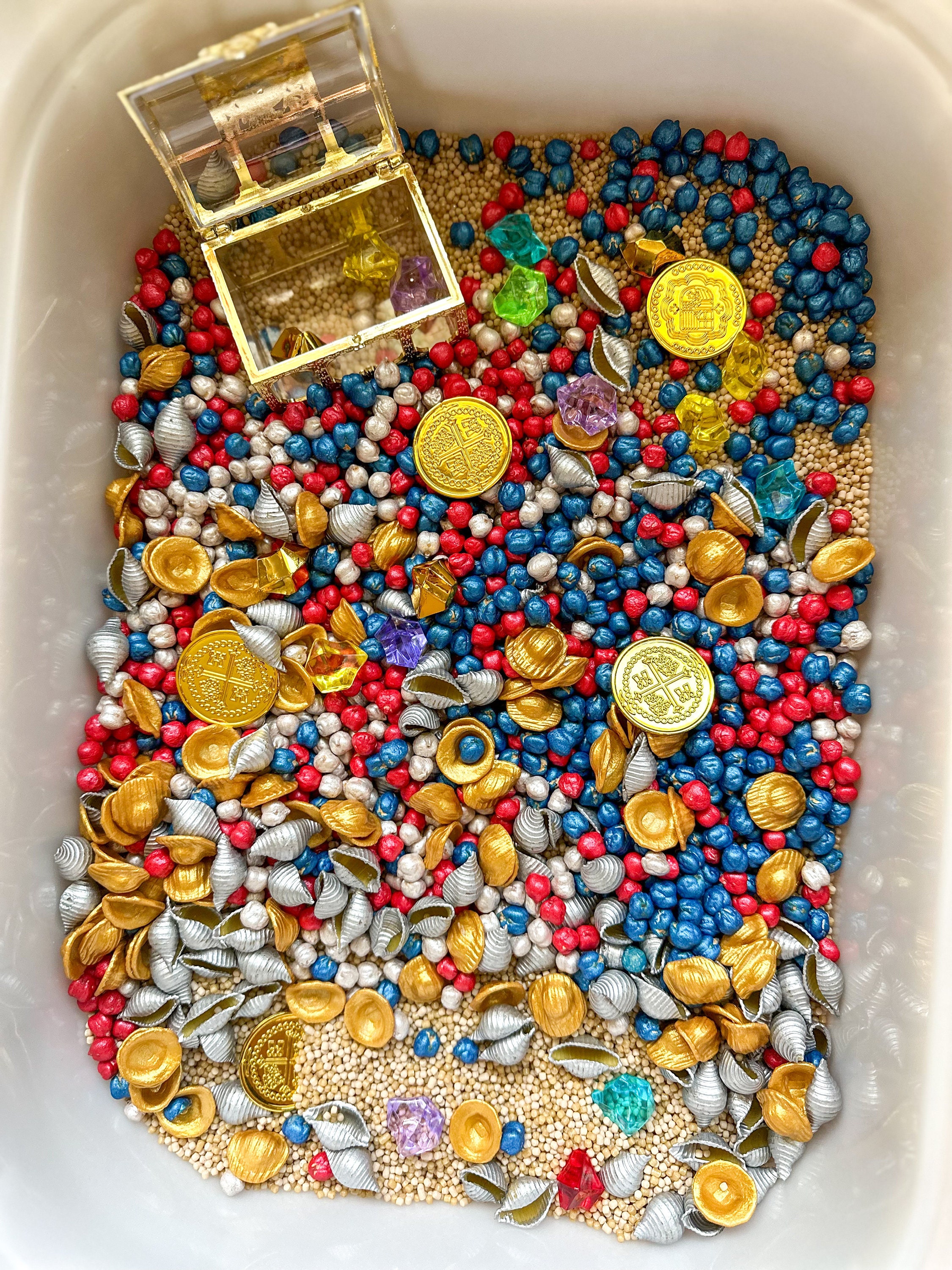 Pirate Sensory Bin, Treasure, Sensory Filler, Pirate, Colored Pasta - Etsy