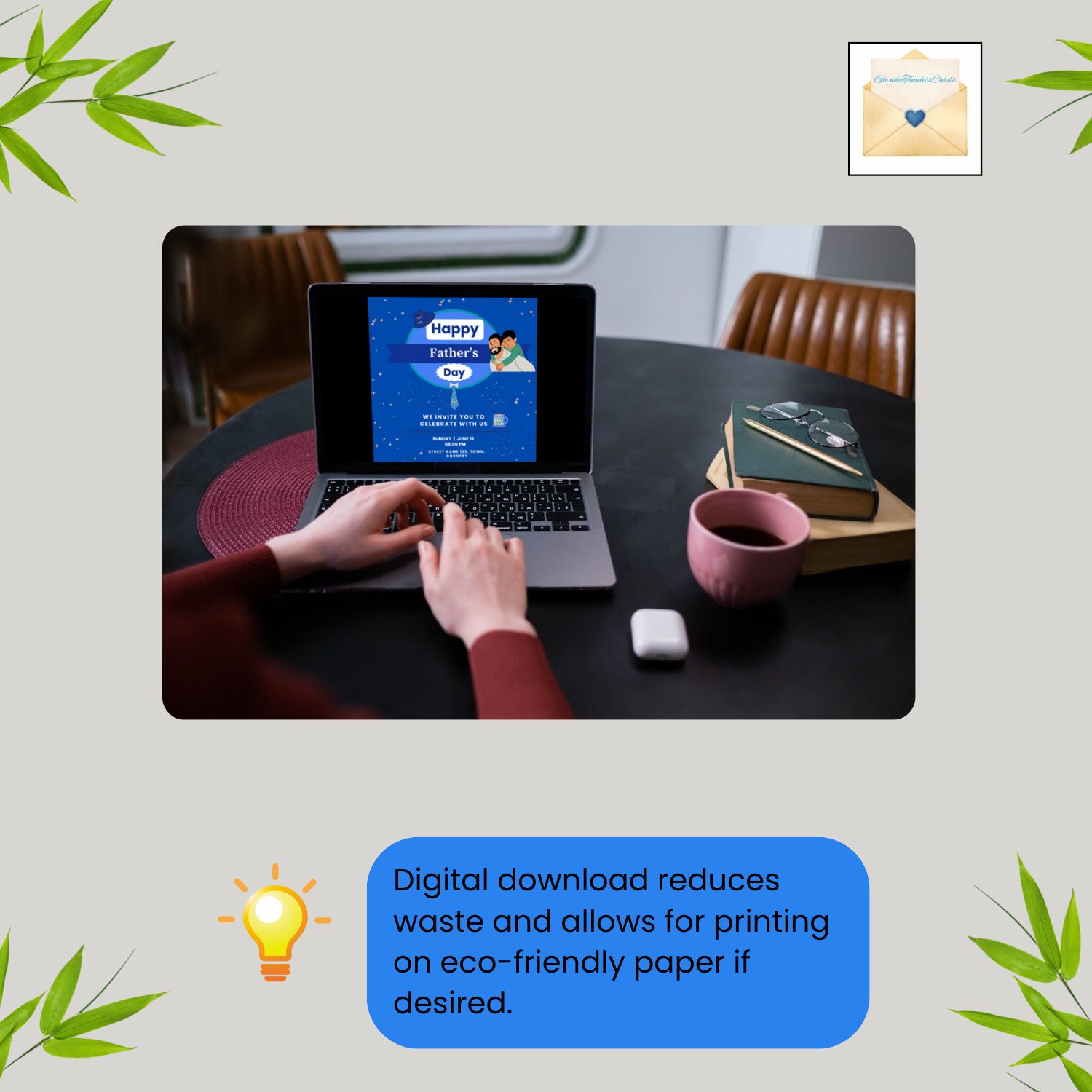 Editable Blue Father's Day Card | Printable DIY Download | Father's Day ...