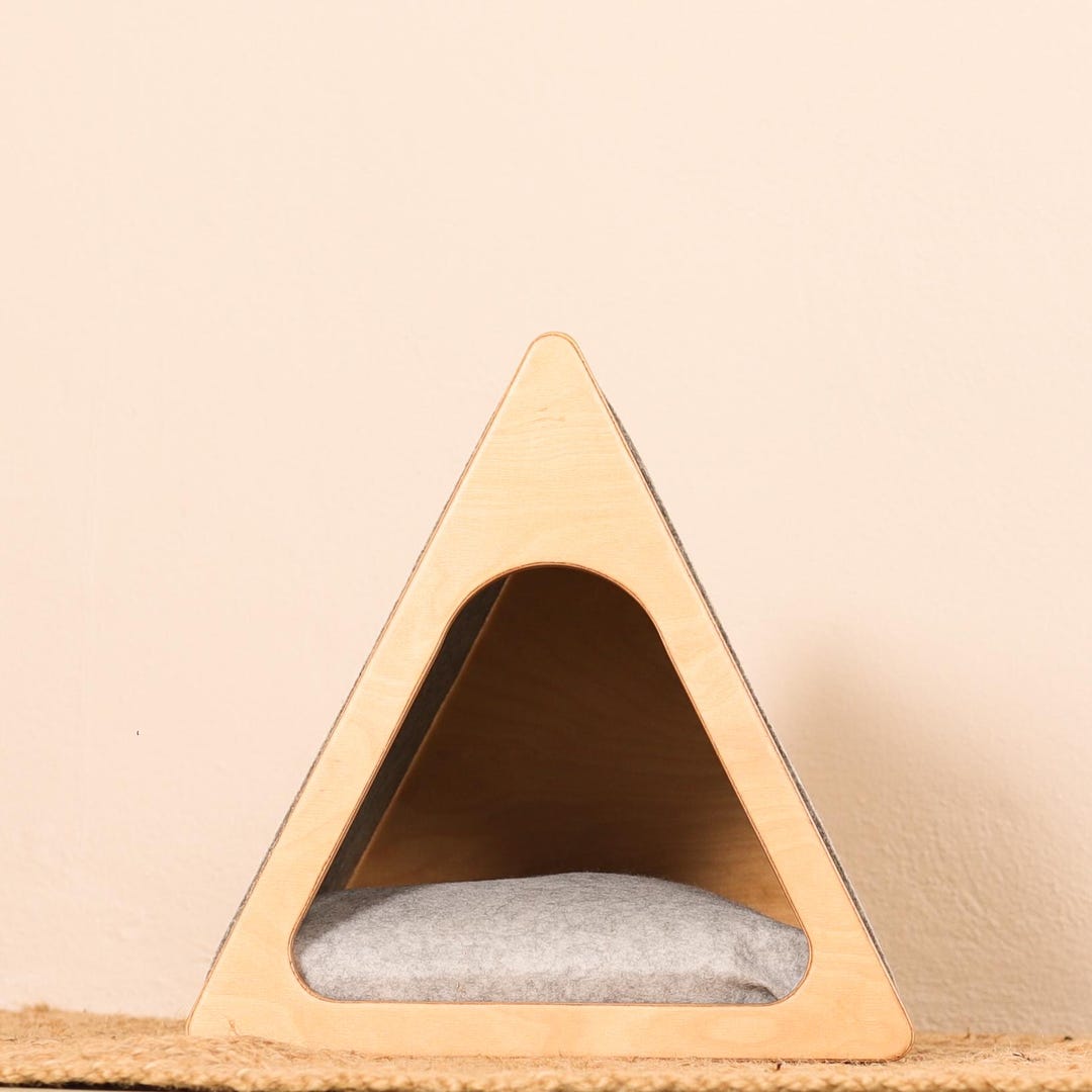 Pyramid Cat Bed, Cat Nest, Cat Tent House, Modern Cat Bed, Cat Lover ...