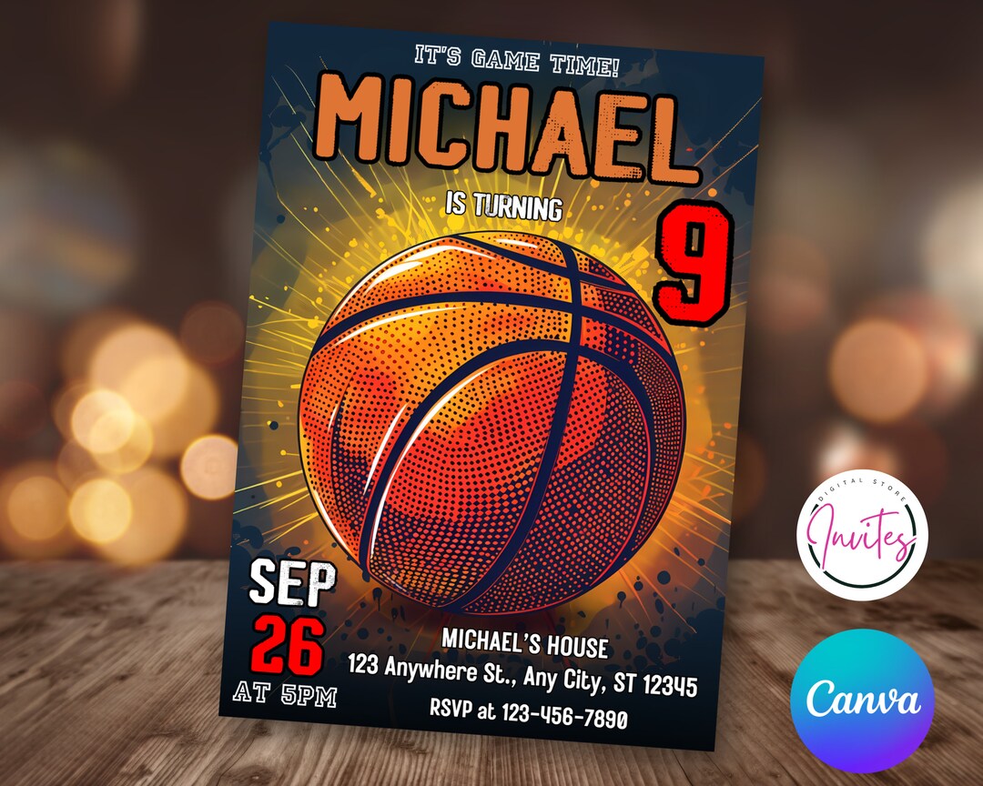 Editable Basketball Invitation, Basketball Birthday Invitation, Sports ...