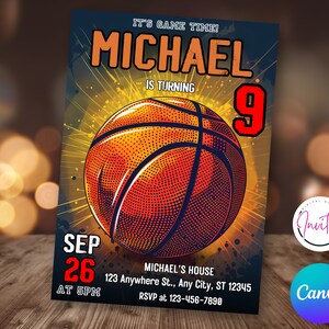 Editable Basketball Invitation, Basketball Birthday Invitation, Sports ...