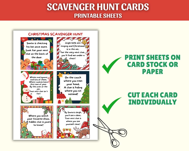 Christmas Scavenger Hunt - Christmas Treasure Hunt Clues - Christmas ...