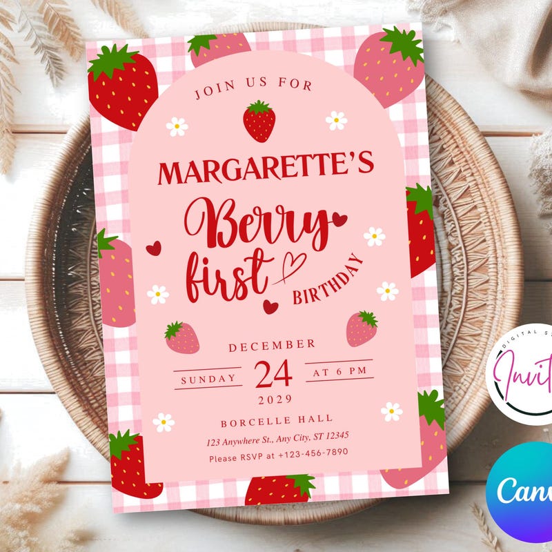 Berry First Birthday Invitation - Etsy