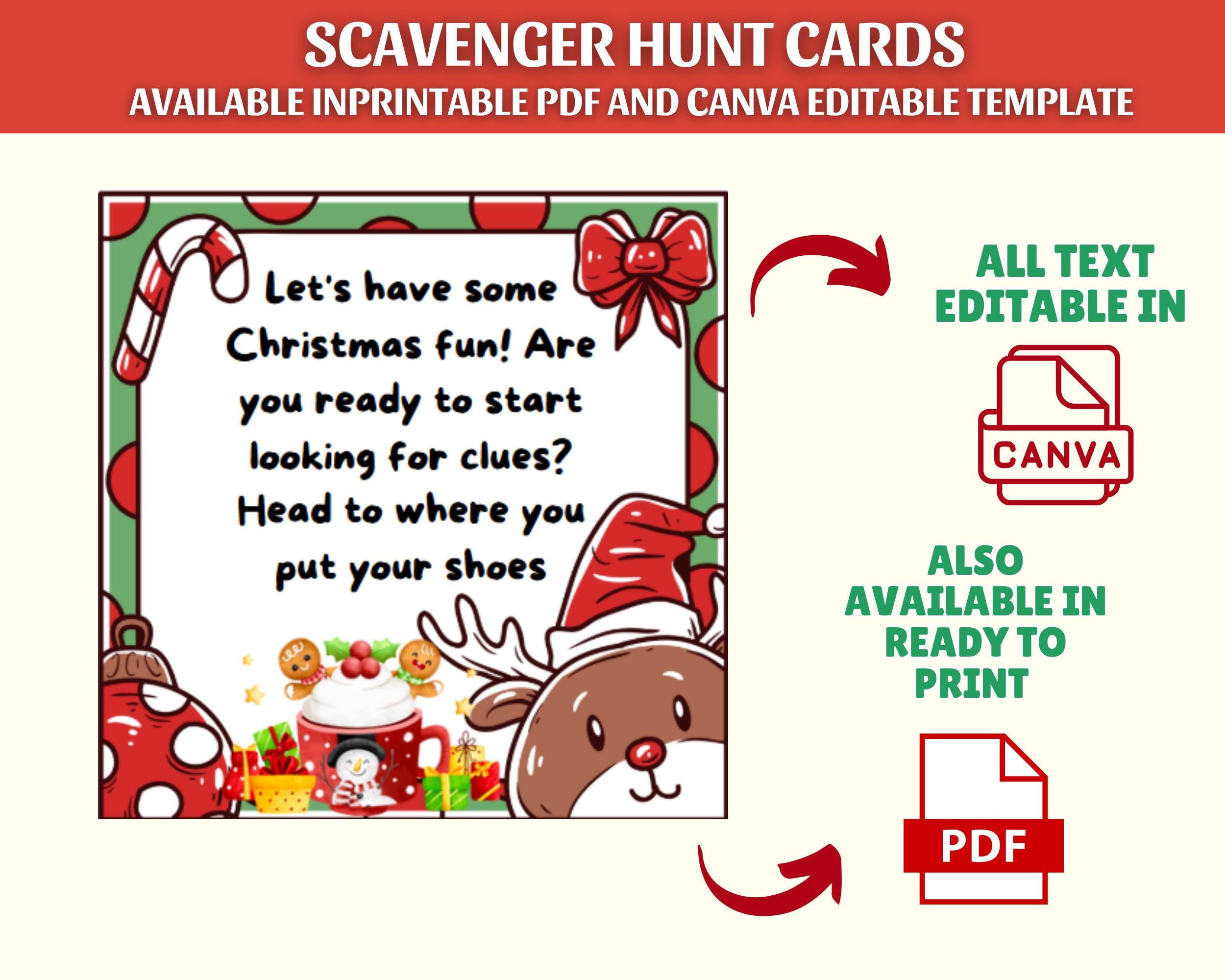 Christmas Scavenger Hunt - Christmas Treasure Hunt Clues - Christmas ...