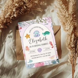 Editable Under the Sea Birthday Invitation, Editable Ocean Animals ...