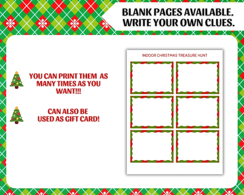 Indoor Christmas Treasure Hunt, Christmas Scavenger Hunt Card ...