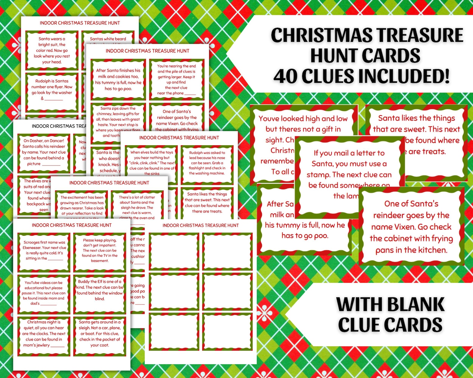 Indoor Christmas Treasure Hunt, Christmas Scavenger Hunt Card ...