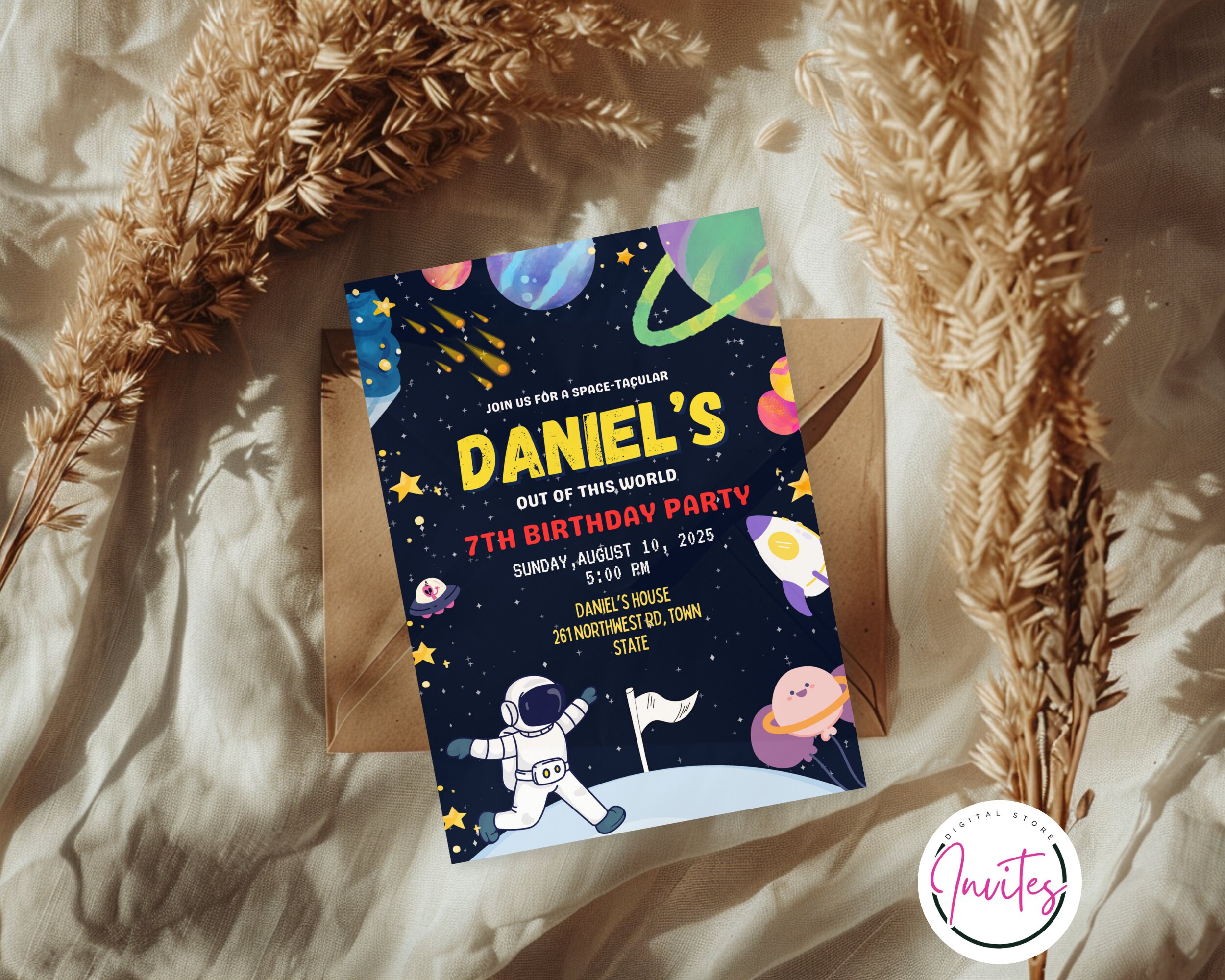 Outer Space Birthday Invitation Template, EDITABLE Space Boy Birthday ...