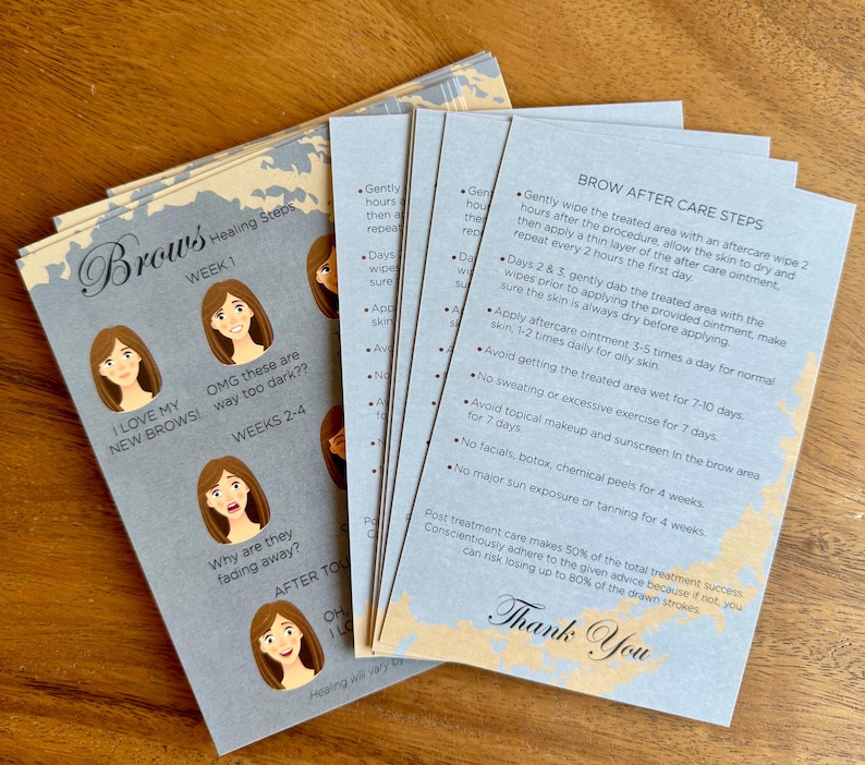 75 Microblading Aftercare Cards Ready to Ship for Free - Etsy