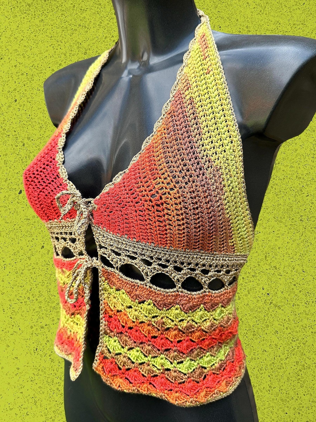 Y2K Crochet Top Pattern - Beginner Butterfly Halter Bralette | Peekaboo ...