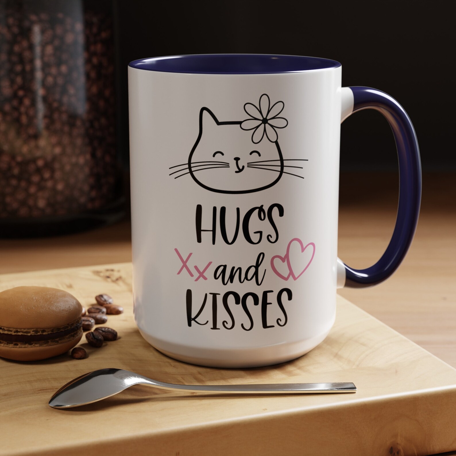 Hugs and Kisses Mug - Cute Cat Design - Best Valentine's Day Gift for ...