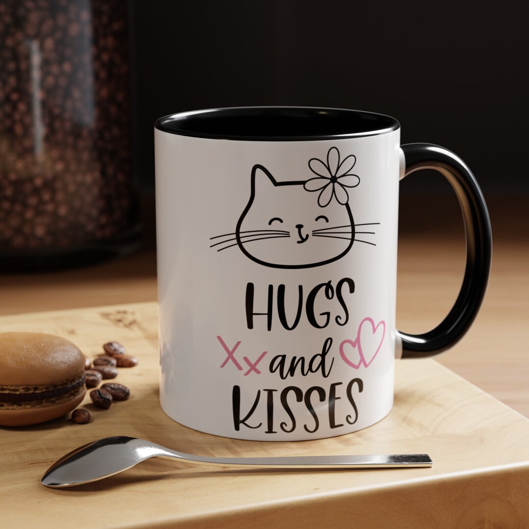 Hugs and Kisses Mug - Cute Cat Design - Best Valentine's Day Gift for ...