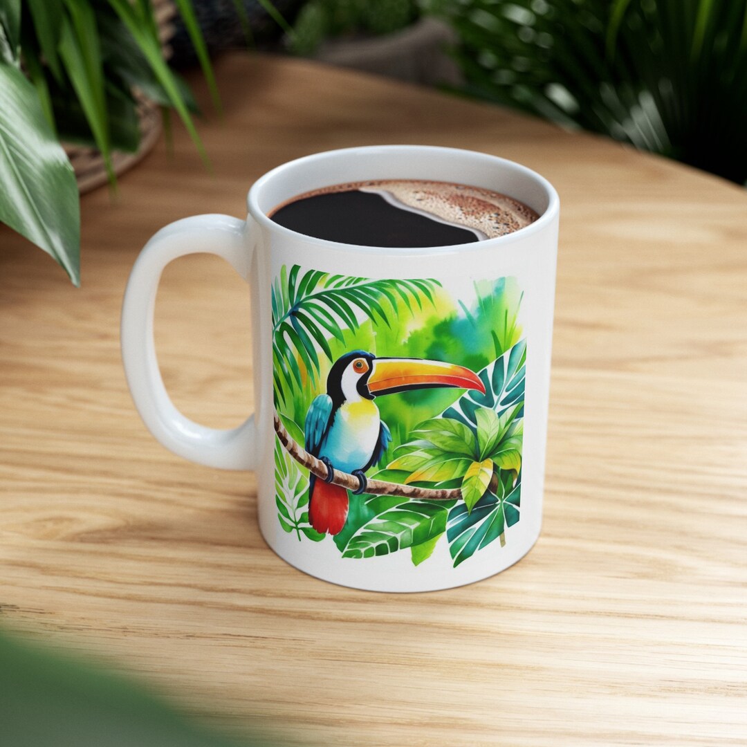 Tropical Toucan Ceramic Mug Watercolor Art Cup for Nature Enthusiasts ...