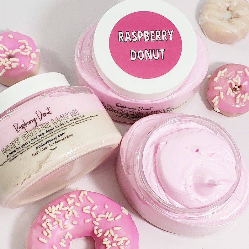 Raspberry Donut Body Butter – Whipped Moisturizer, Bakery Scent Lotion ...