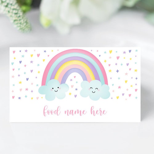 EDITABLE Rainbow Tent Cards Food Labels Place Cards Girls - Etsy