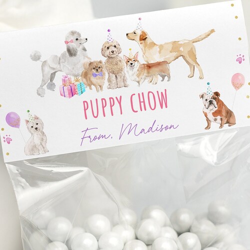Editable Puppy Chow Bag Toppers Treat Bag Toppers Let's - Etsy