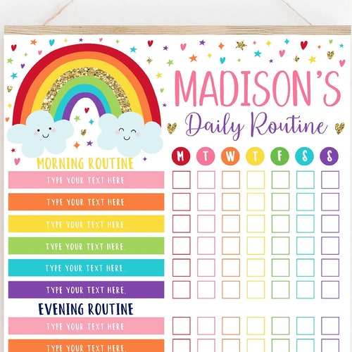 Editable Rainbow Daily Routine Chart Daily Schedule Morning & - Etsy Editable Rainbow Daily Routine Chart Daily Schedule Morning & - Etsy