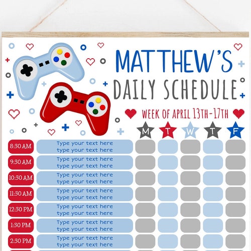 INSTANT DOWNLOAD EDITABLE Video Game School Schedule - Etsy