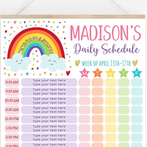 EDITABLE Home School Schedule Rainbow Girls Daily Routine - Etsy