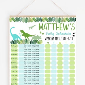EDITABLE Home School Schedule Dinosaur Boys Daily Routine Schedule ...