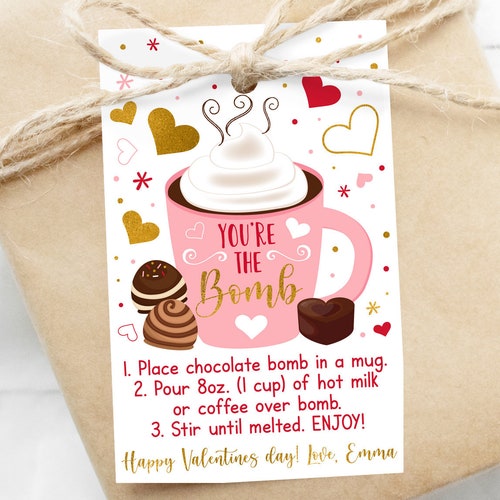 EDITABLE Valentine Hot Chocolate Bomb Tag Valentine Hot Cocoa | Etsy
