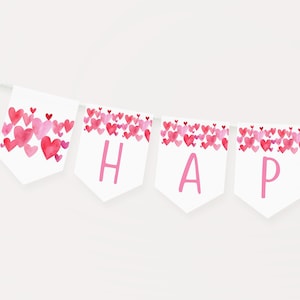 Editable Hearts Birthday Banner Sweetheart Birthday Pink Gold - Etsy