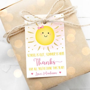 Editable Teacher Appreciation Gift Tag Sunshine Thank You Tag Summer ...